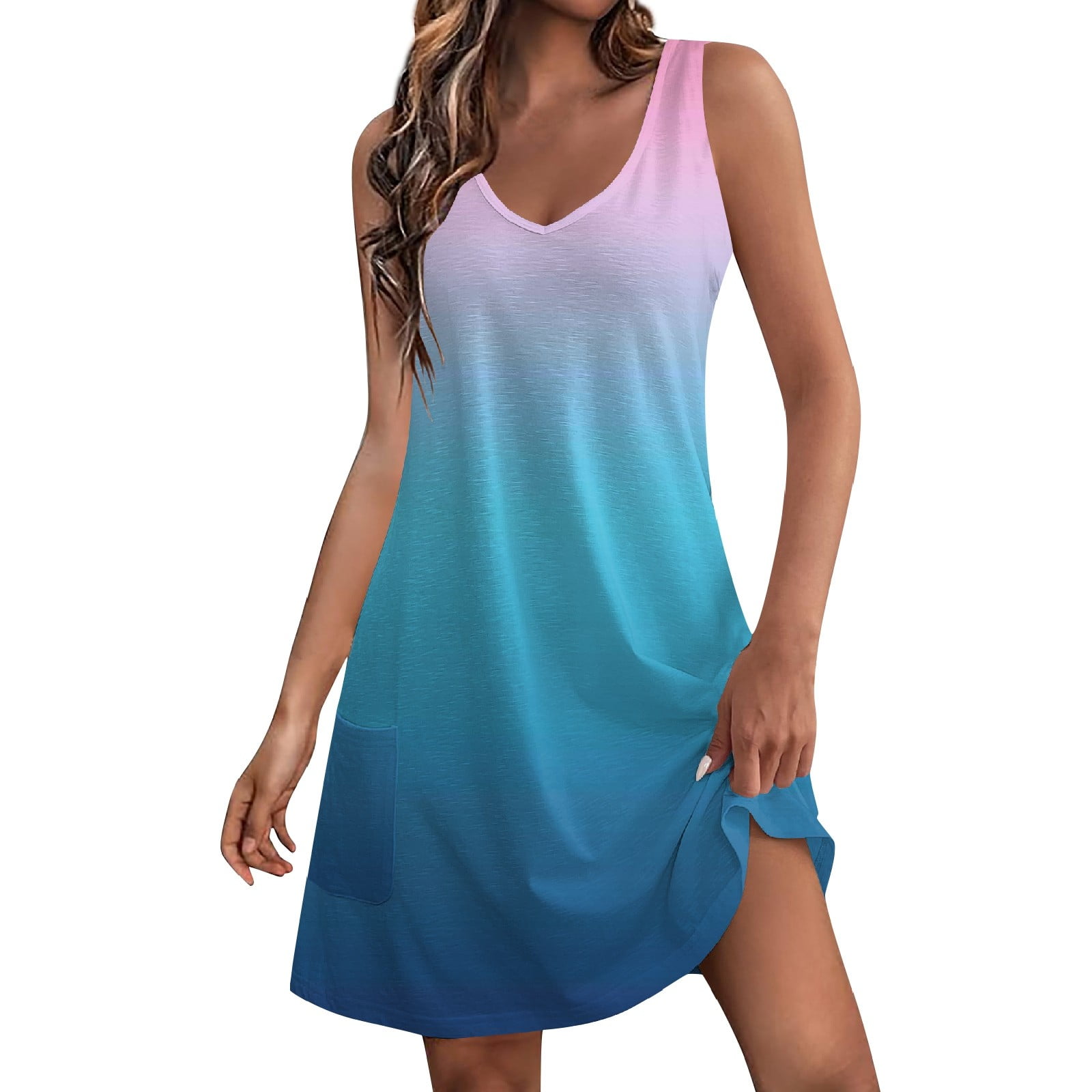 Difdany Women's Casual Sundress With Pockets Summer Boho Beach Dress ...