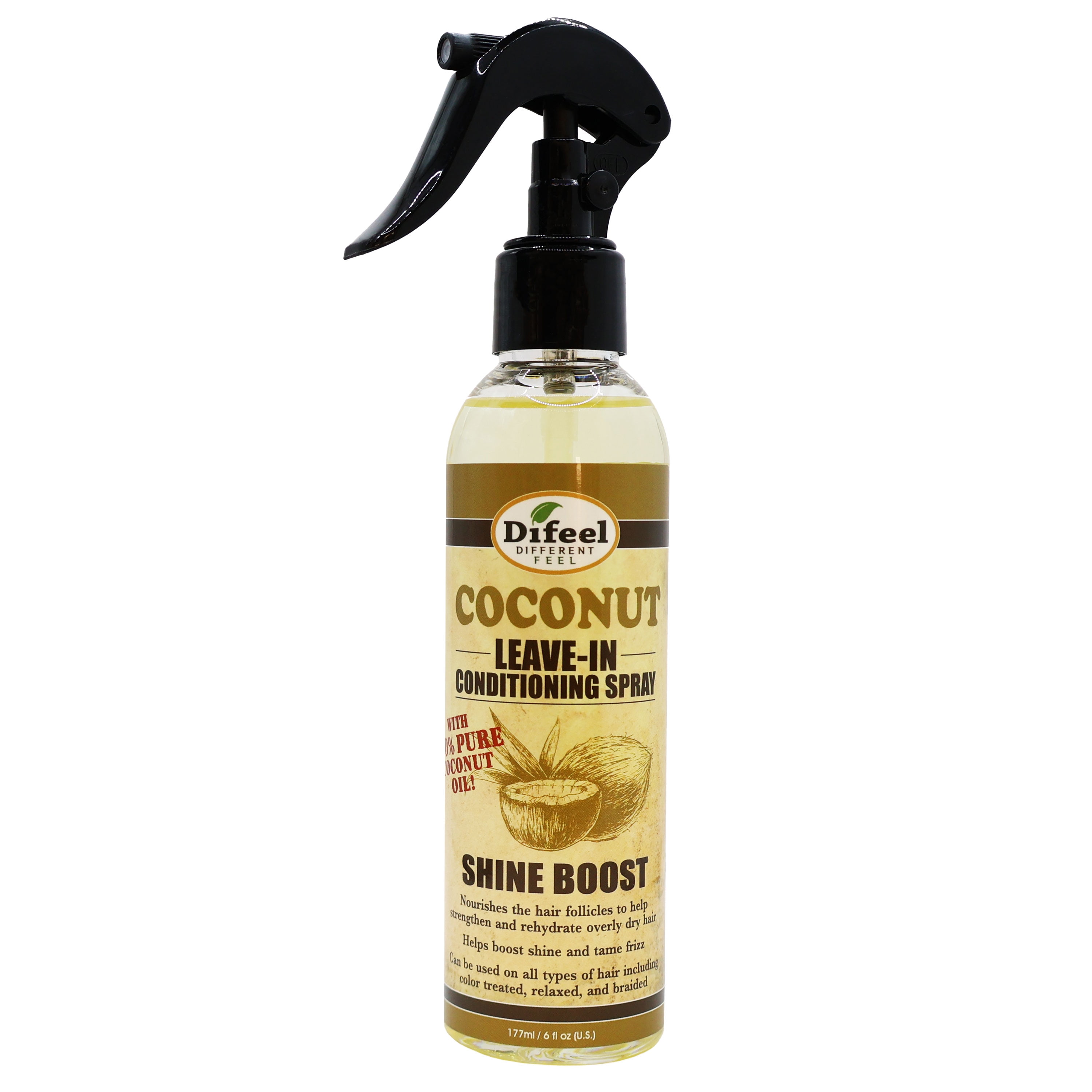 Difeel Coconut Leave In Conditioning Spray Shine Boost 6 Oz., Pack of 6 ...