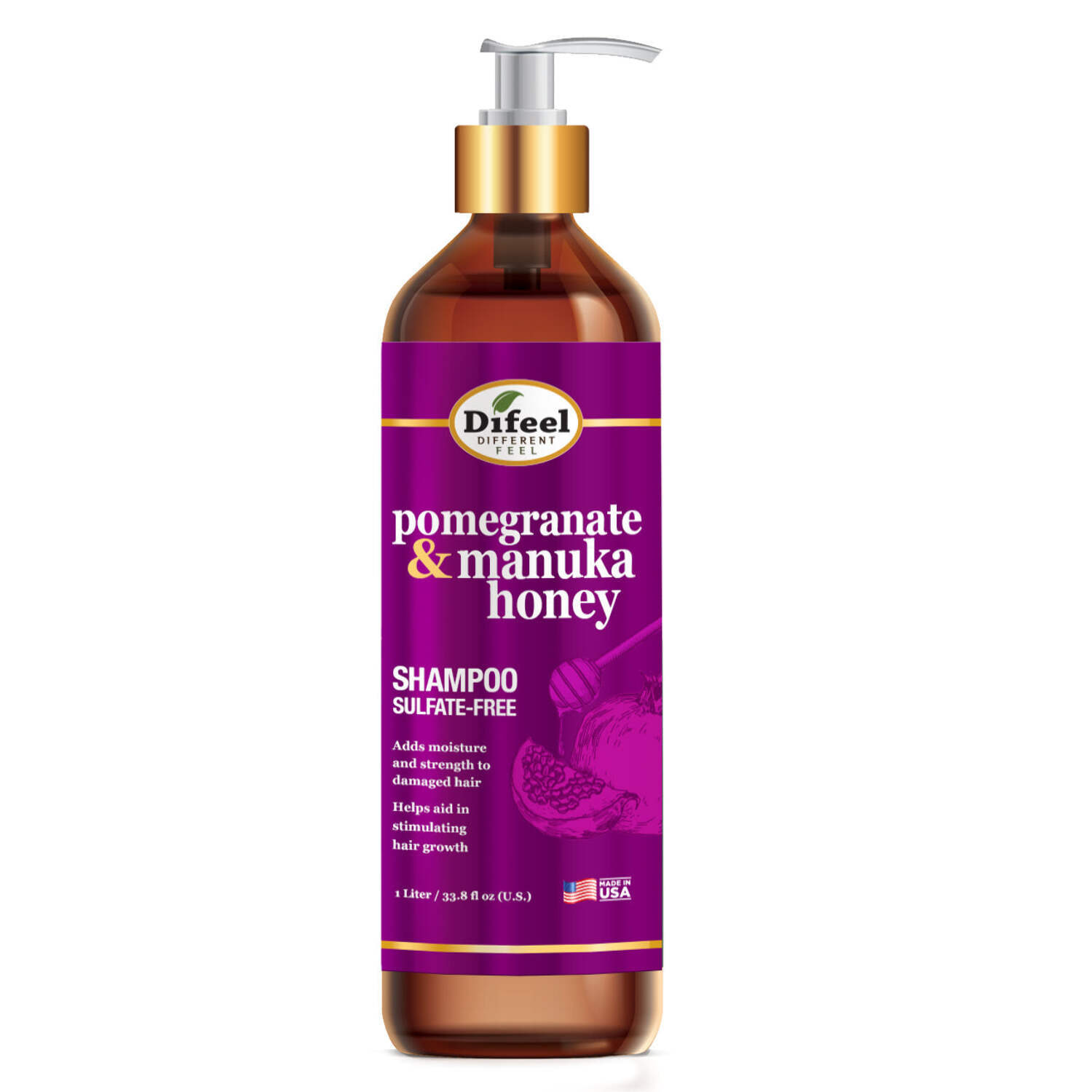 Difeel Pomegranate Manuka Honey Sulfate-Free Shampoo - Choose Size ...