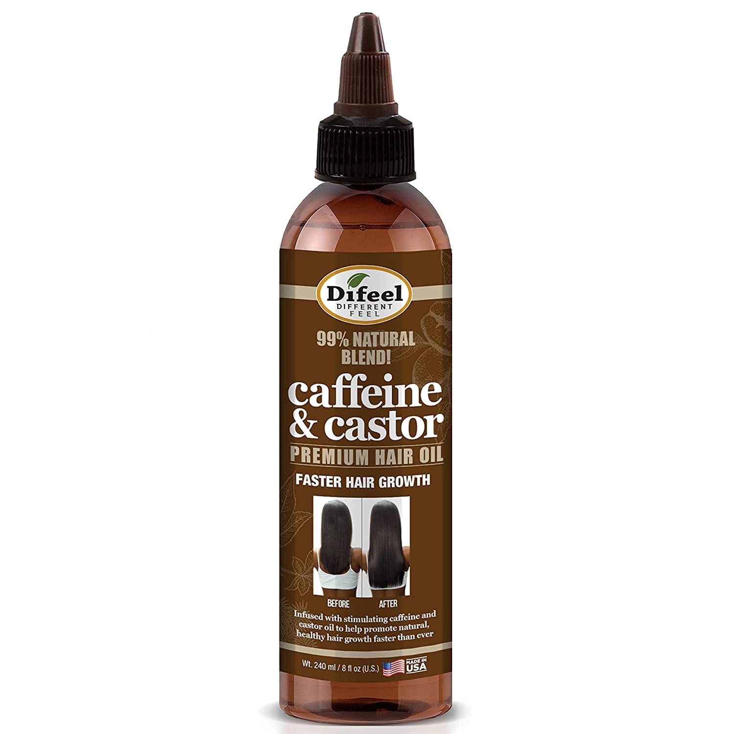 Difeel Premium Hair Oil Caffeine & Castor, 8 Oz. - Walmart.com