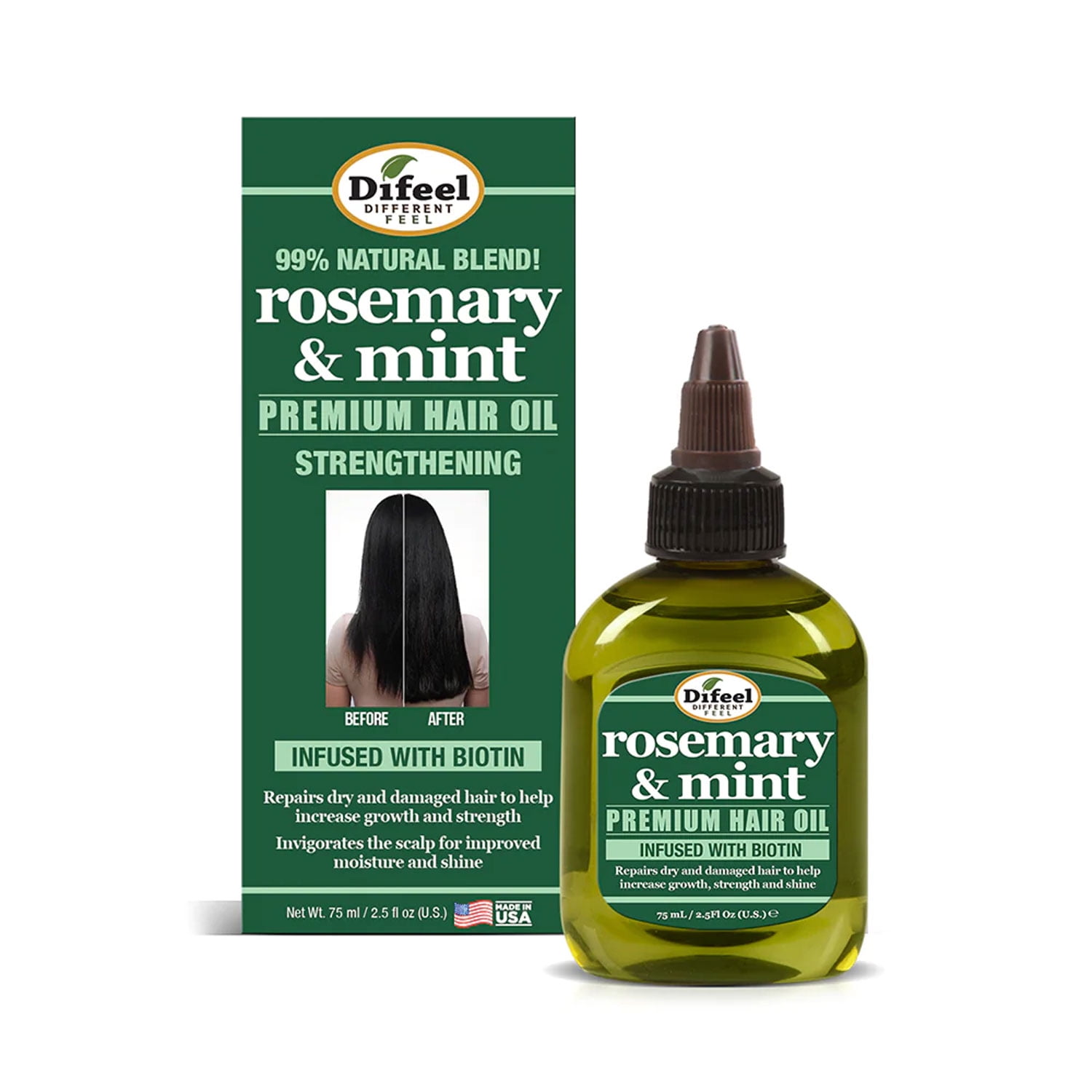 Difeel Rosemary and Mint Premium Hair Oil 2.5 Oz., Pack of 6 - Walmart.com