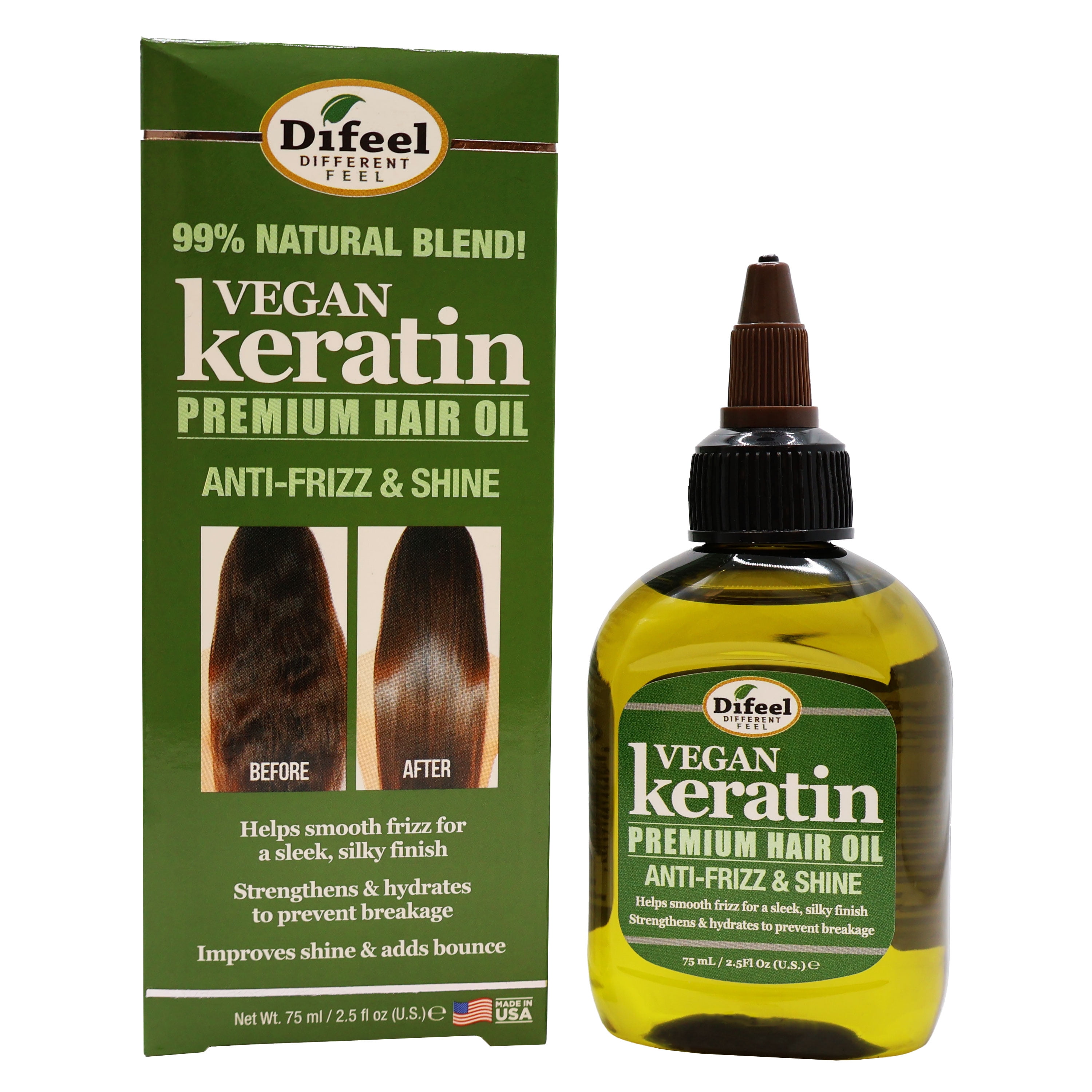 Difeel Vegan Keratin Premium Hair Oil 2.5 Oz., Pack of 2 - Walmart.com