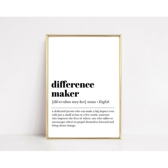 Difference Maker Definition Minimalist Inspirational Wall Art, Unframed ...