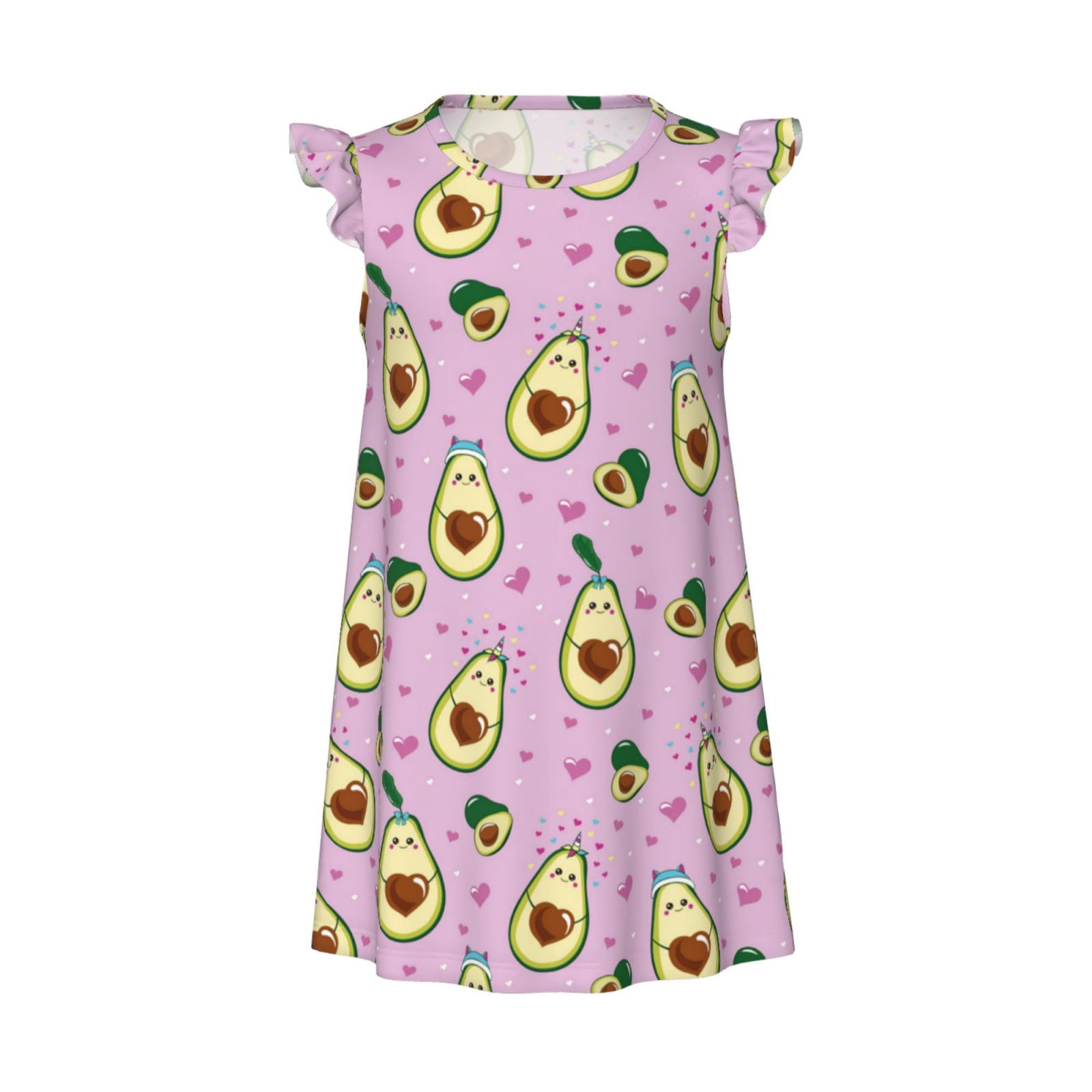 Different Avocados Girls Nightgown, Flutter Short Sleeves Night Dress ...