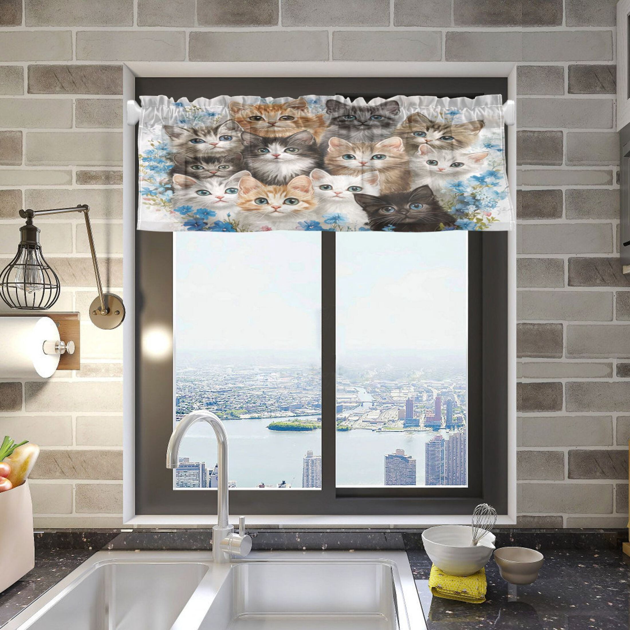 Different Breeds Cats Curtain Valances Window Treatment Rod Pocket ...