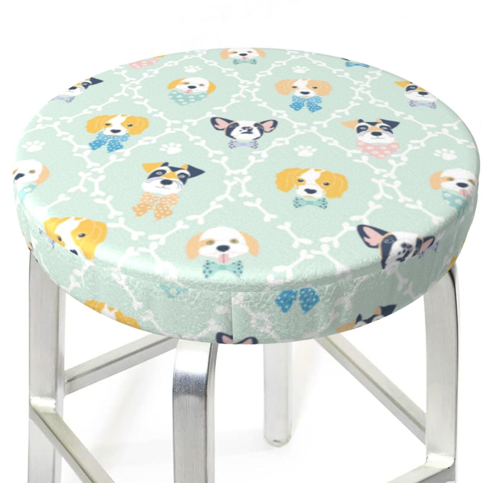 Different Breeds of Dogs Round Bar Stool Covers, Soft Velvet Bar Stool ...