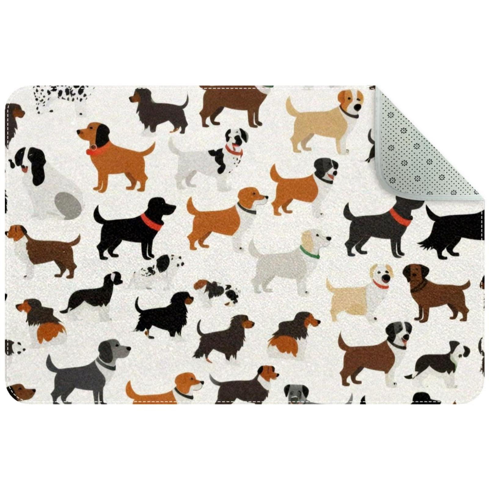 Different Breeds of Dogs Small Area Rug, Non-Slip Door Mat Indoor Floor ...