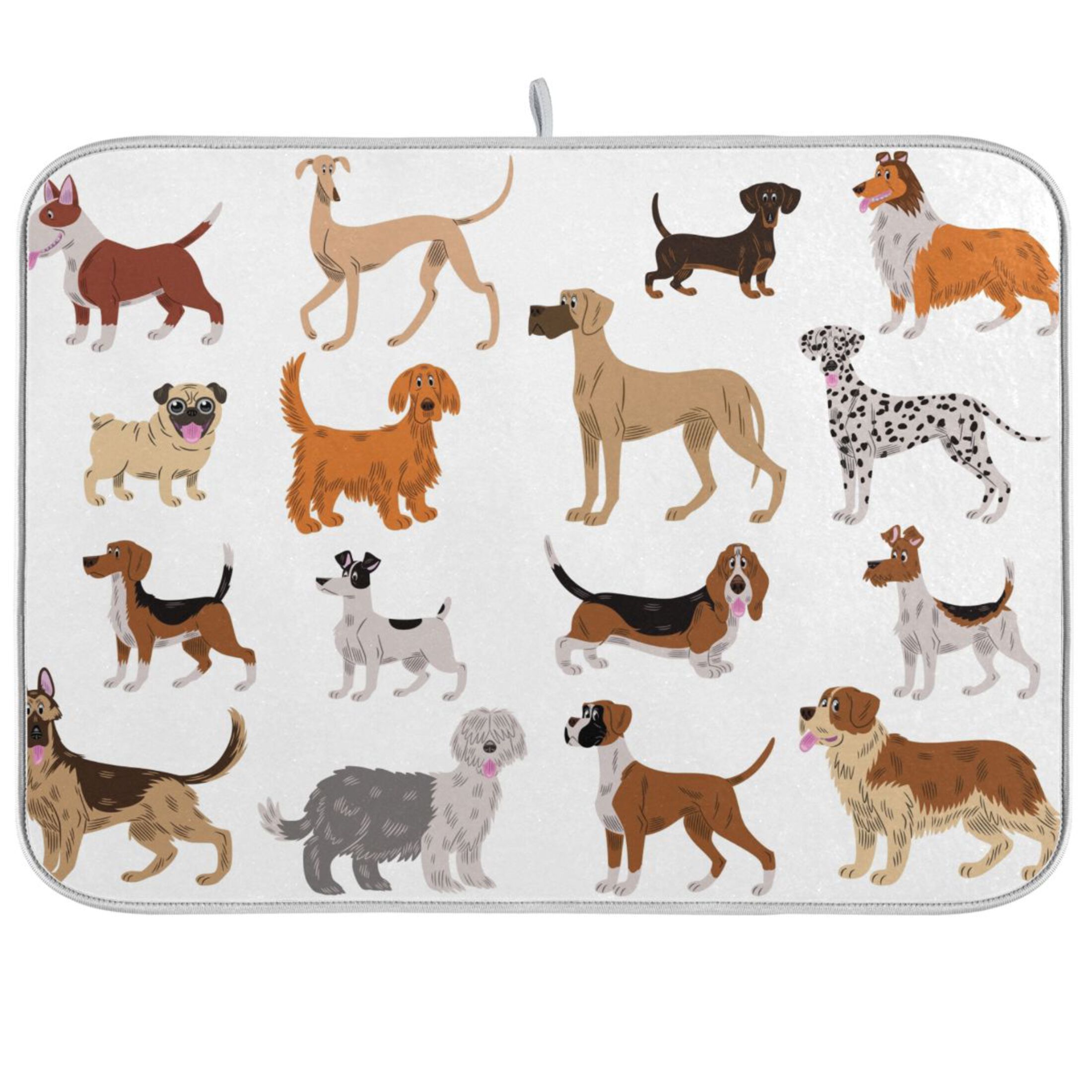 Different Cartoon Dogs Dish Drying Mat Microfiber Kitchen Mats Large ...