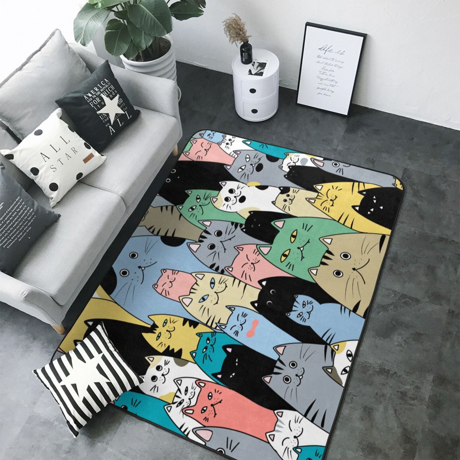 Different Cats Area Rugs for Living Room Bedroom, 5x7 Soft Throw ...