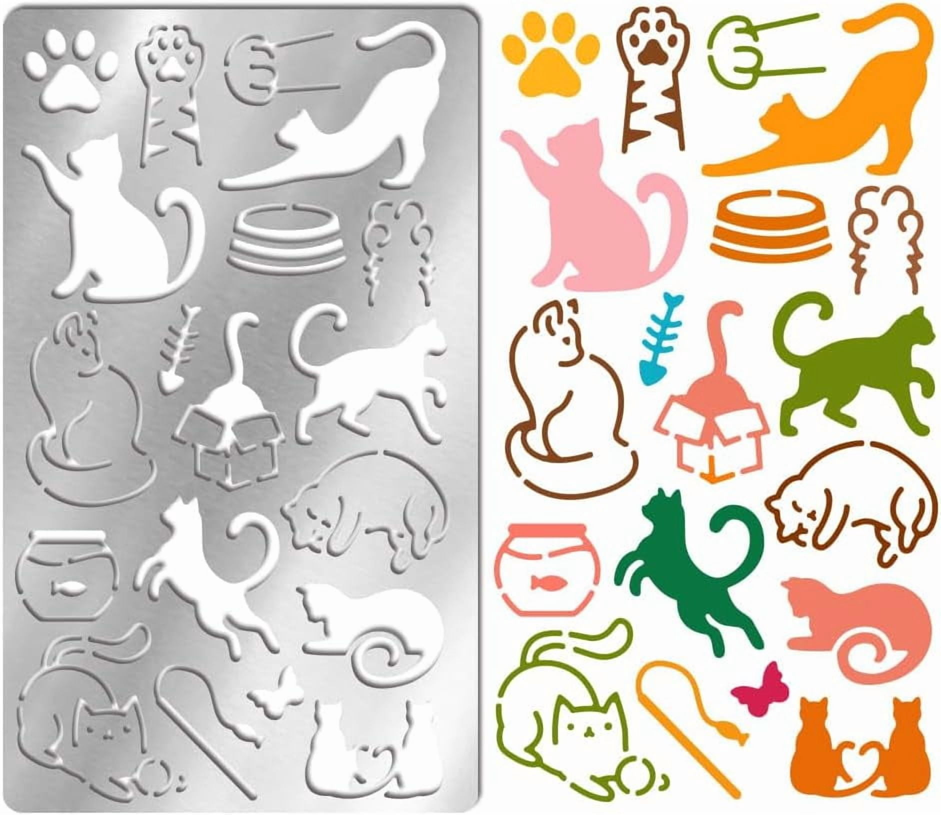 Different Cats Metal Stencil Cat Paw Prints Stainless Steel Template ...