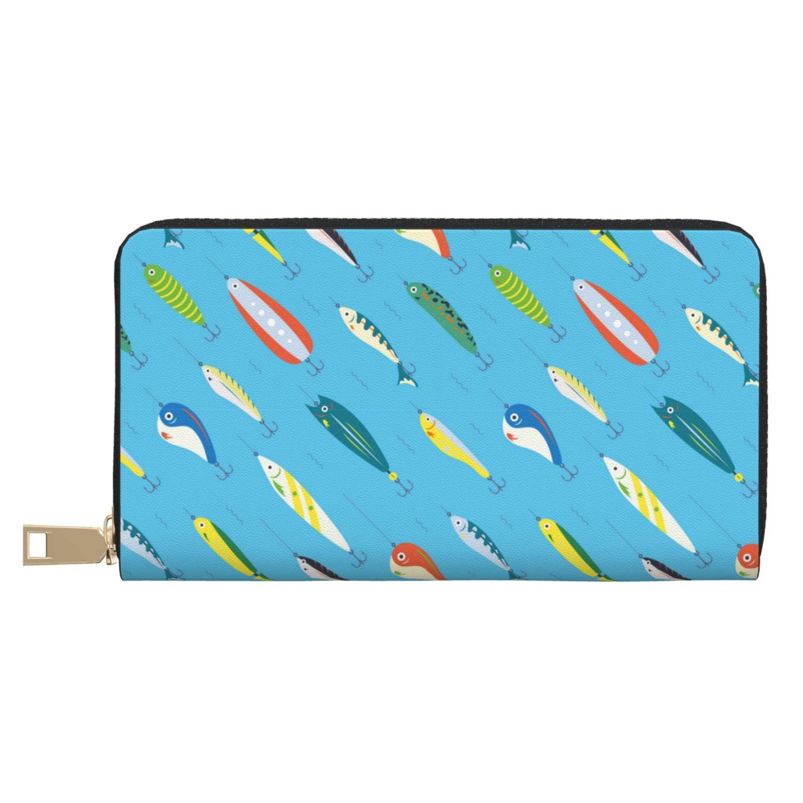 Different Color Fishing Bait Wallet Women, Leather Bifold Multi Card ...