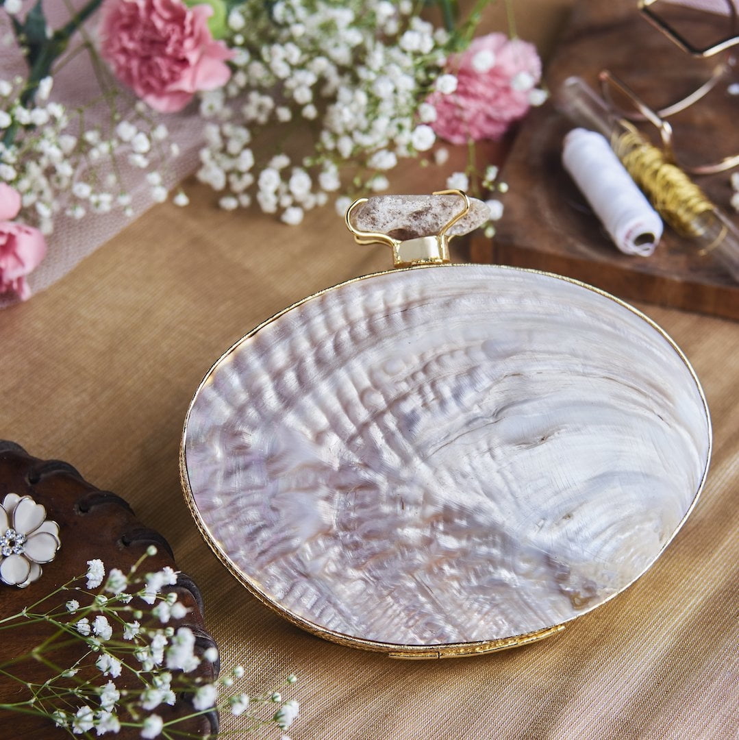 Different Craft India Golden Elegance Clam Shell Handbag for Women ...