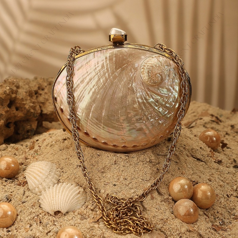 Different Craft India Mini Pink Abalone Seashell Purse with Shell-Pearl ...