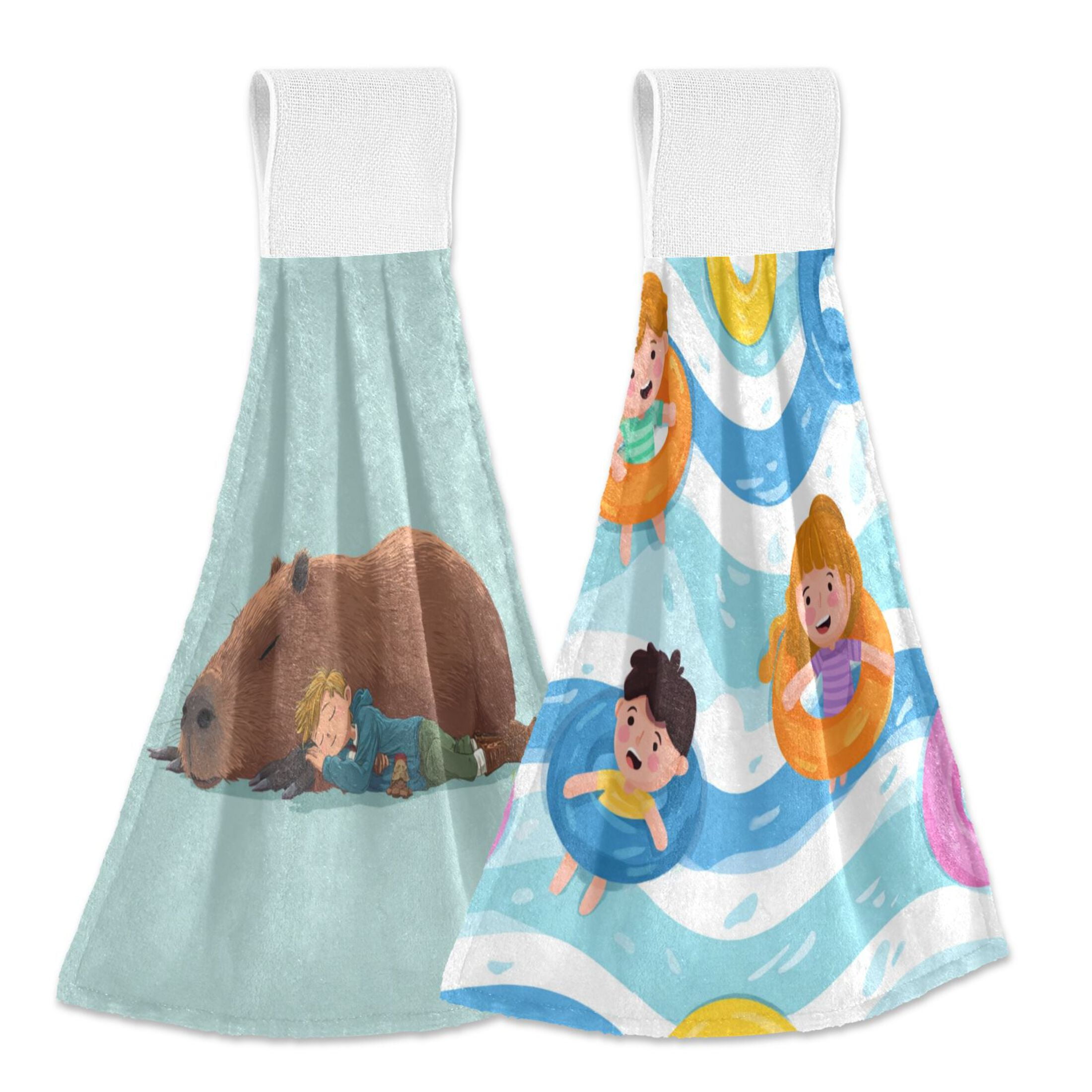 Different Design 2pcs Loop Hanging Bathroom Kitchen Hand Towel A Boy ...