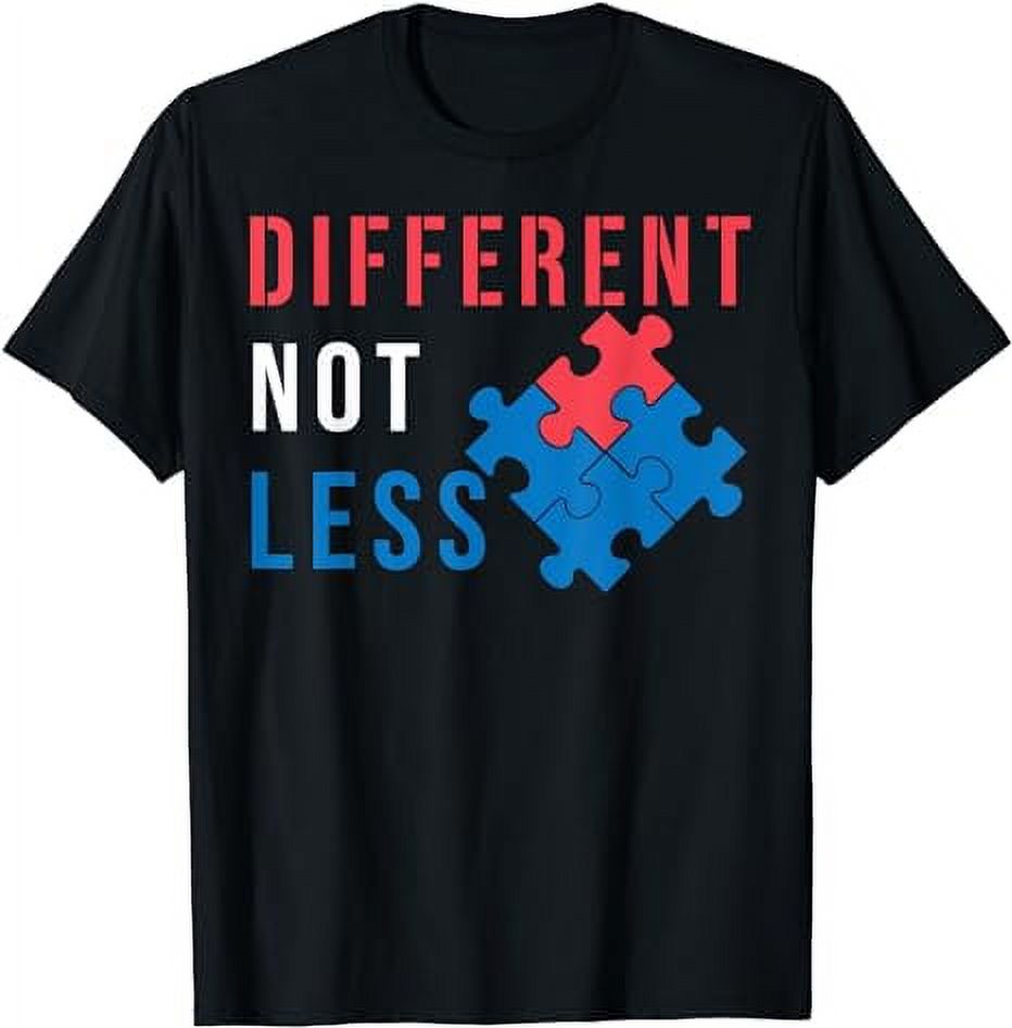 Different Not Less - Autism Awareness Graphic Puzzle Pieces T-Shirt ...