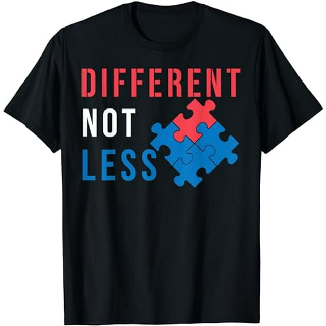 Different Not Less - Autism Awareness Graphic Puzzle Pieces T-Shirt ...