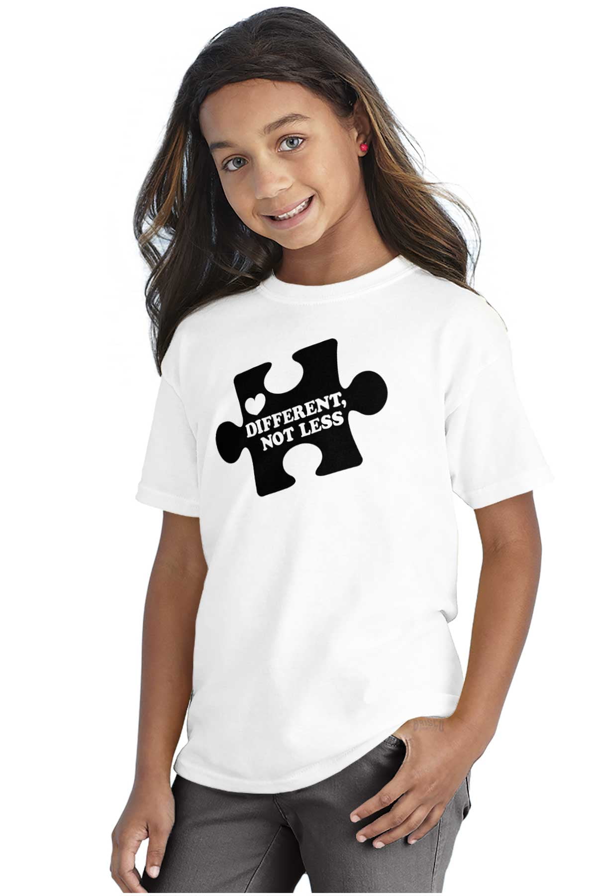 Different Not Less Autism Puzzle Crewneck T Shirts Boy Girl Teen Brisco ...