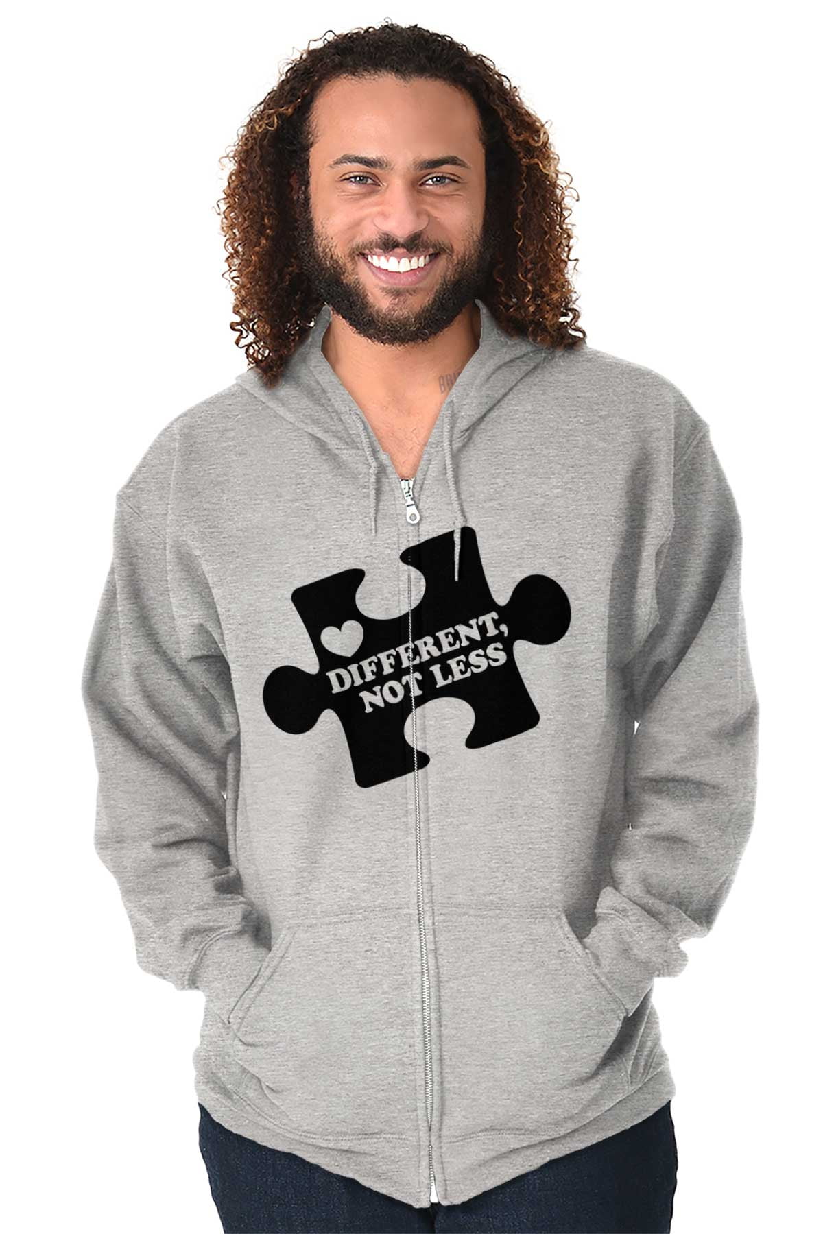 Different Not Less Autism Puzzle Unisex Plus Size Zip Hoodie Brisco ...