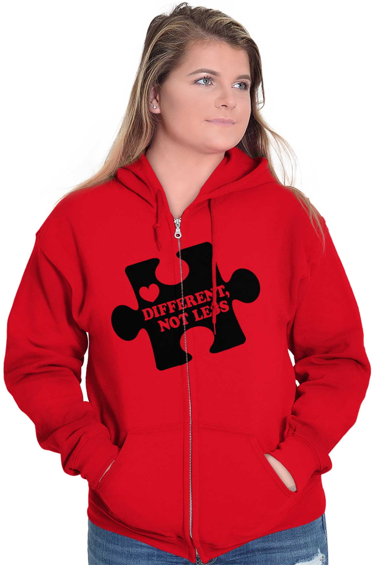 Different Not Less Autism Puzzle Zip Up Hoodie Men's Women's Brisco ...