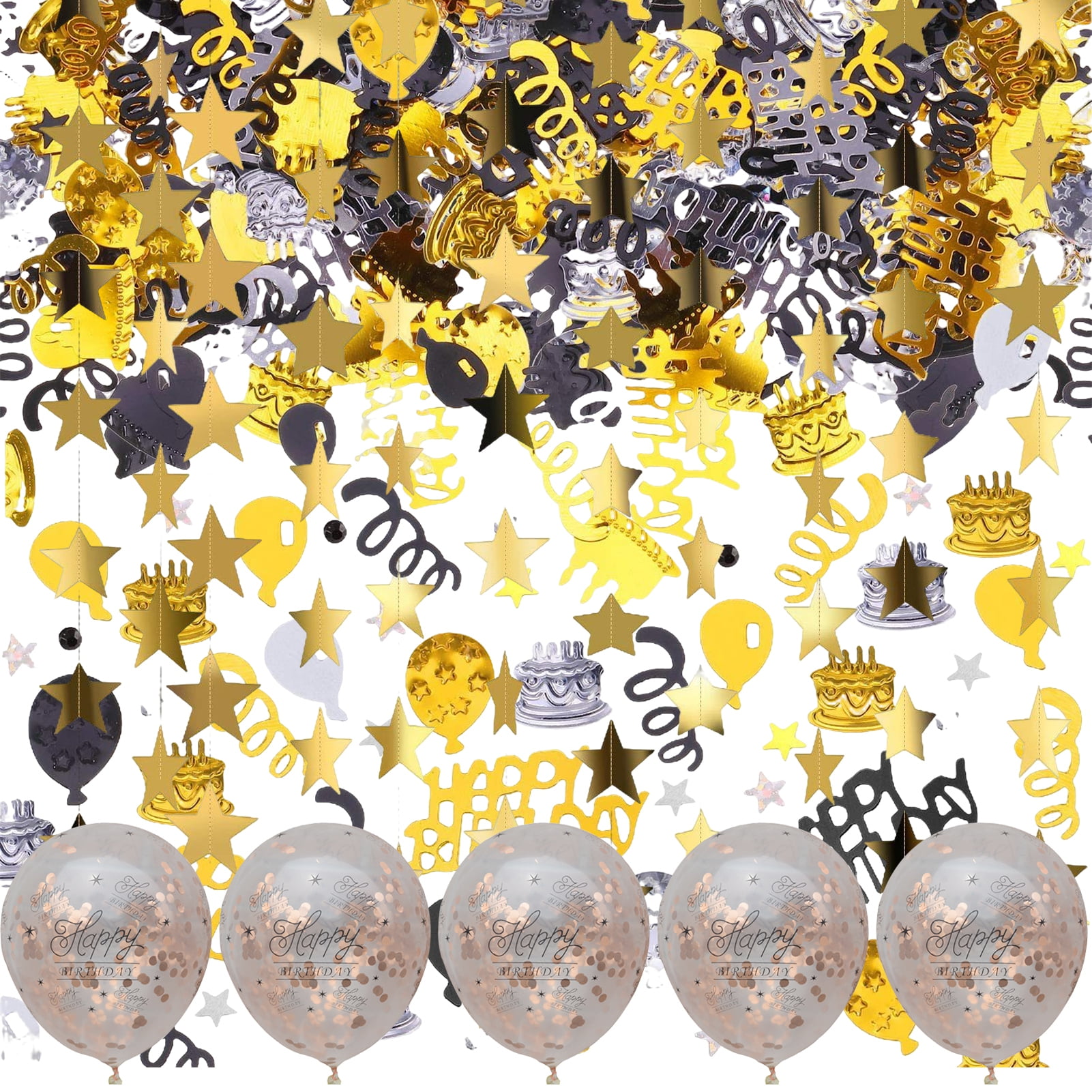 Different Shapes Shining Birthday Confetti with Star Garlands Balloon ...