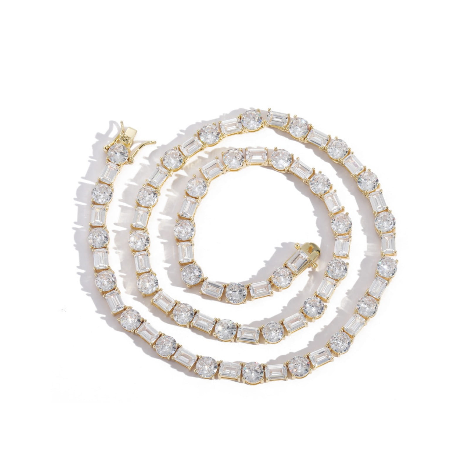 Different Shapes Tennis Necklace for Women 18K Gold Plated Round ...