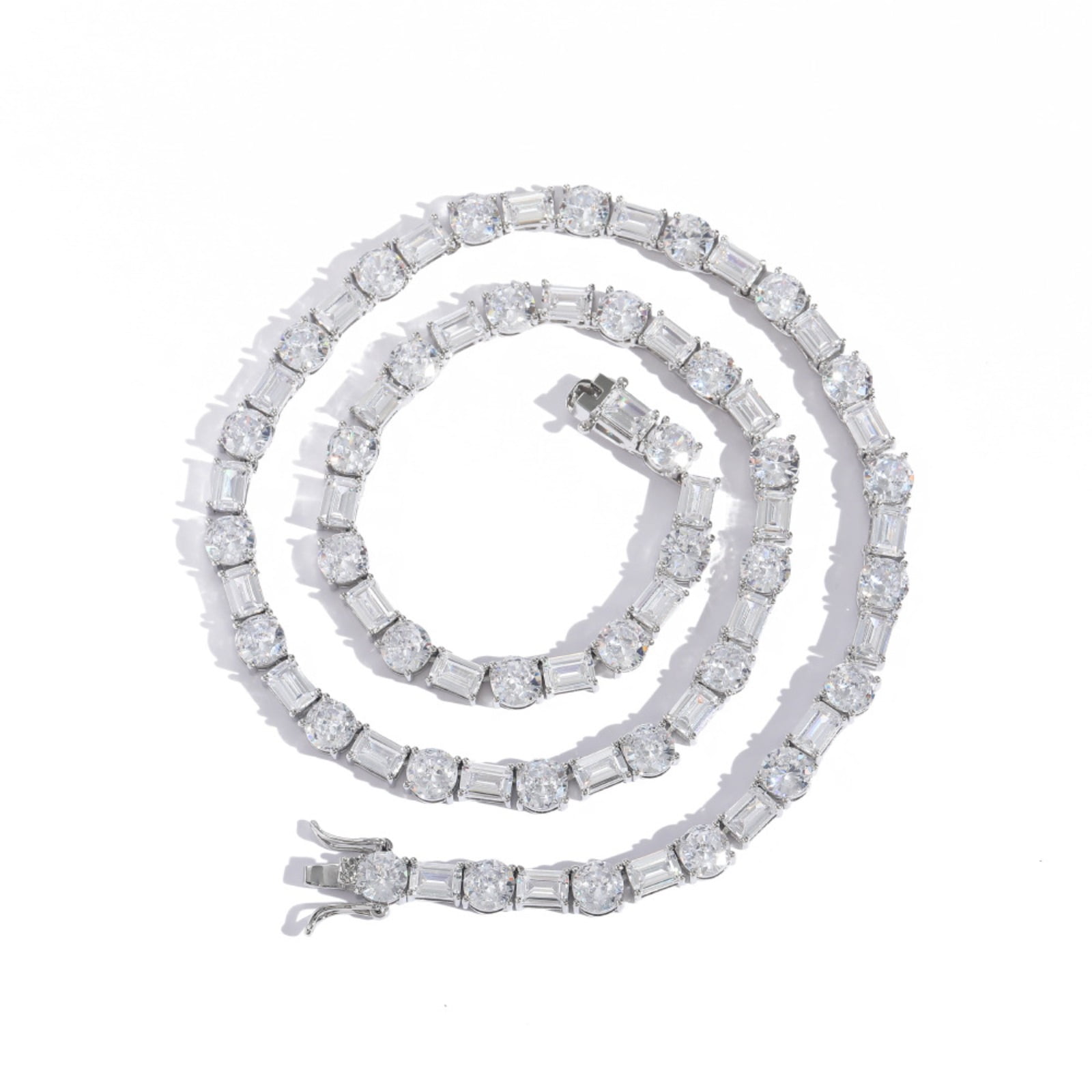 Different Shapes Tennis Necklace for Women 18K Gold Plated Round ...