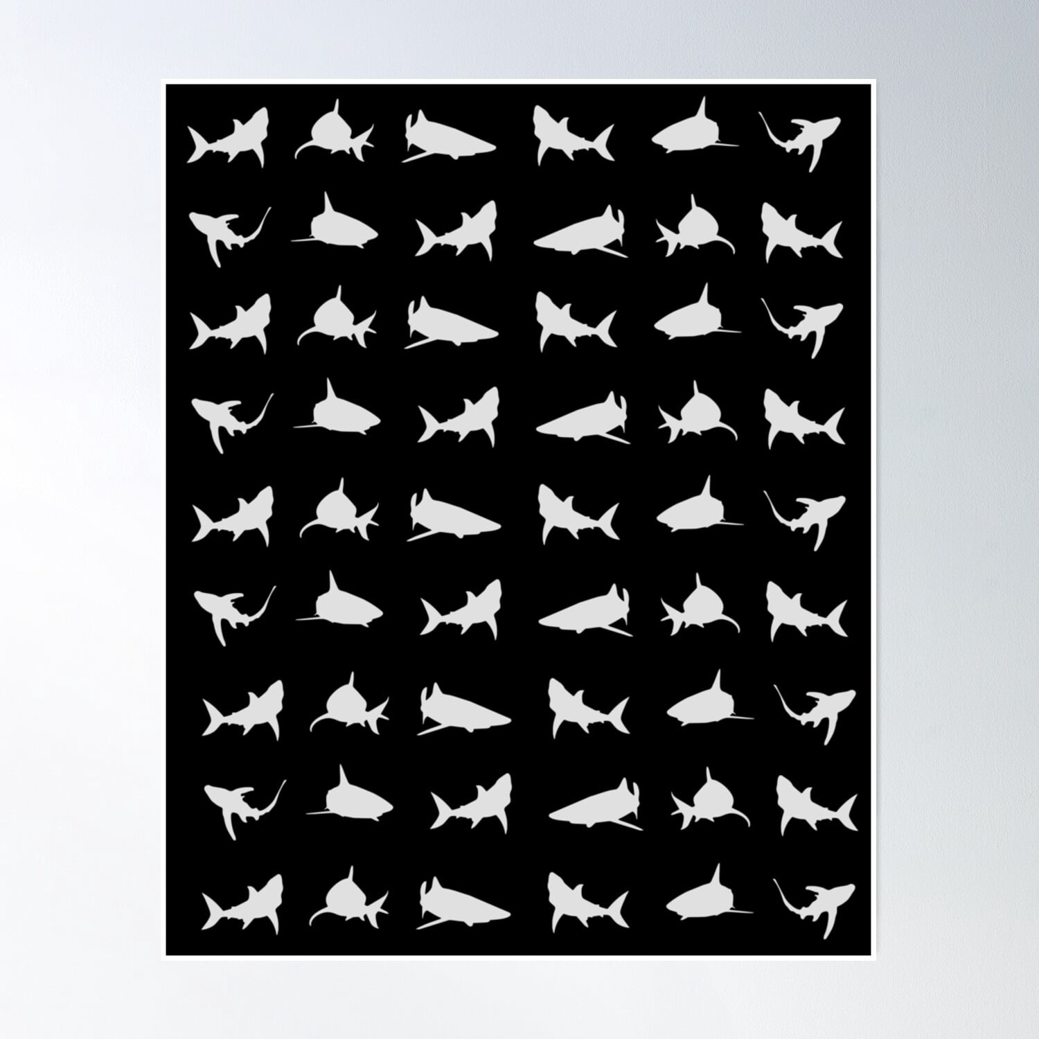 Different Shark Poses Poster Wall Art, Modern Wall Decor, 12x18 ...