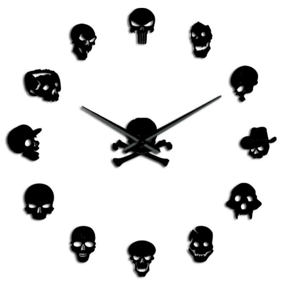Different Skull Heads DIY Horror Wall Art Giant Large Wall Clock Big ...
