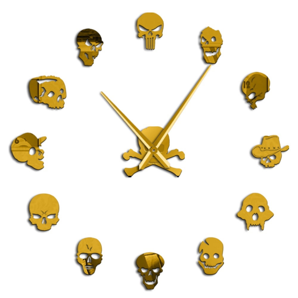 Different Skull Heads DIY Horror Wall Art Giant Large Wall Clock Big ...