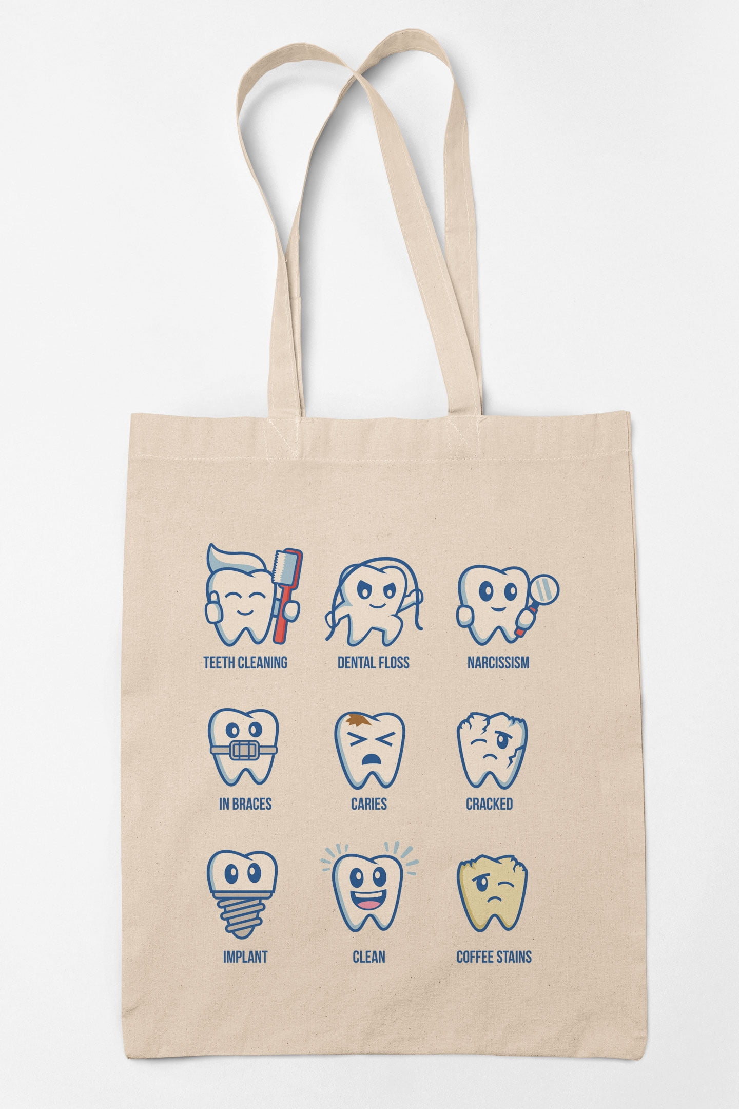 Different Teeth Conditions 12oz Reusable Canvas Tote Bag for a Dentist ...