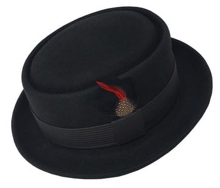 Different Touch 100% Wool Lined Band Black Pork Pie Flat Top Hat Unisex ...