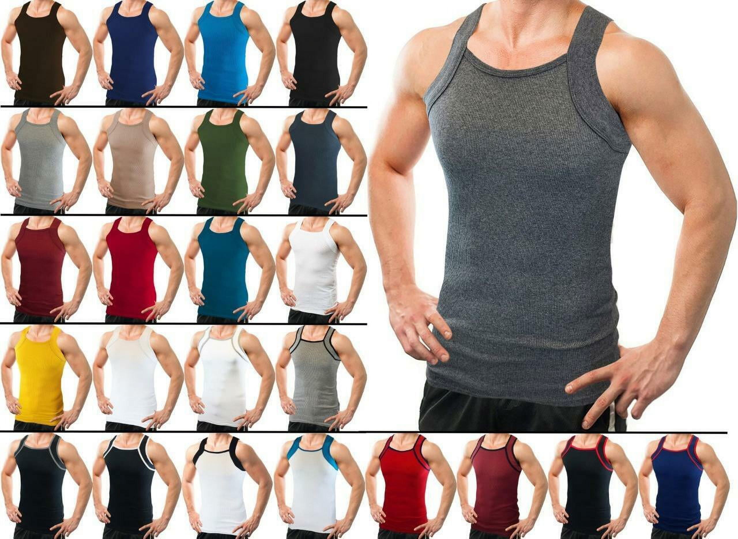 Different Touch Menâ€™s Cotton Tank Tops, 12 Pack, Square Cut, Muscle ...