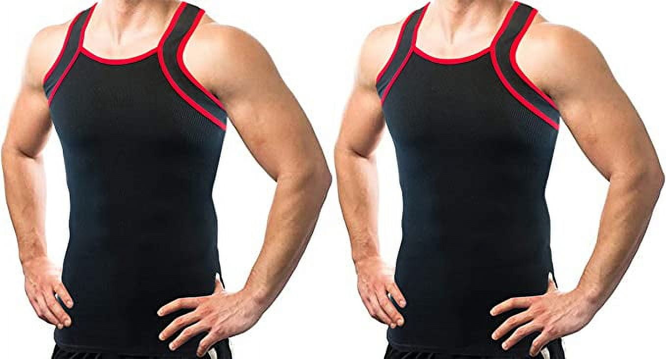 Different Touch 2 Pack G-Unit Tank Tops, Contrast Color, Ribbed, 95% ...