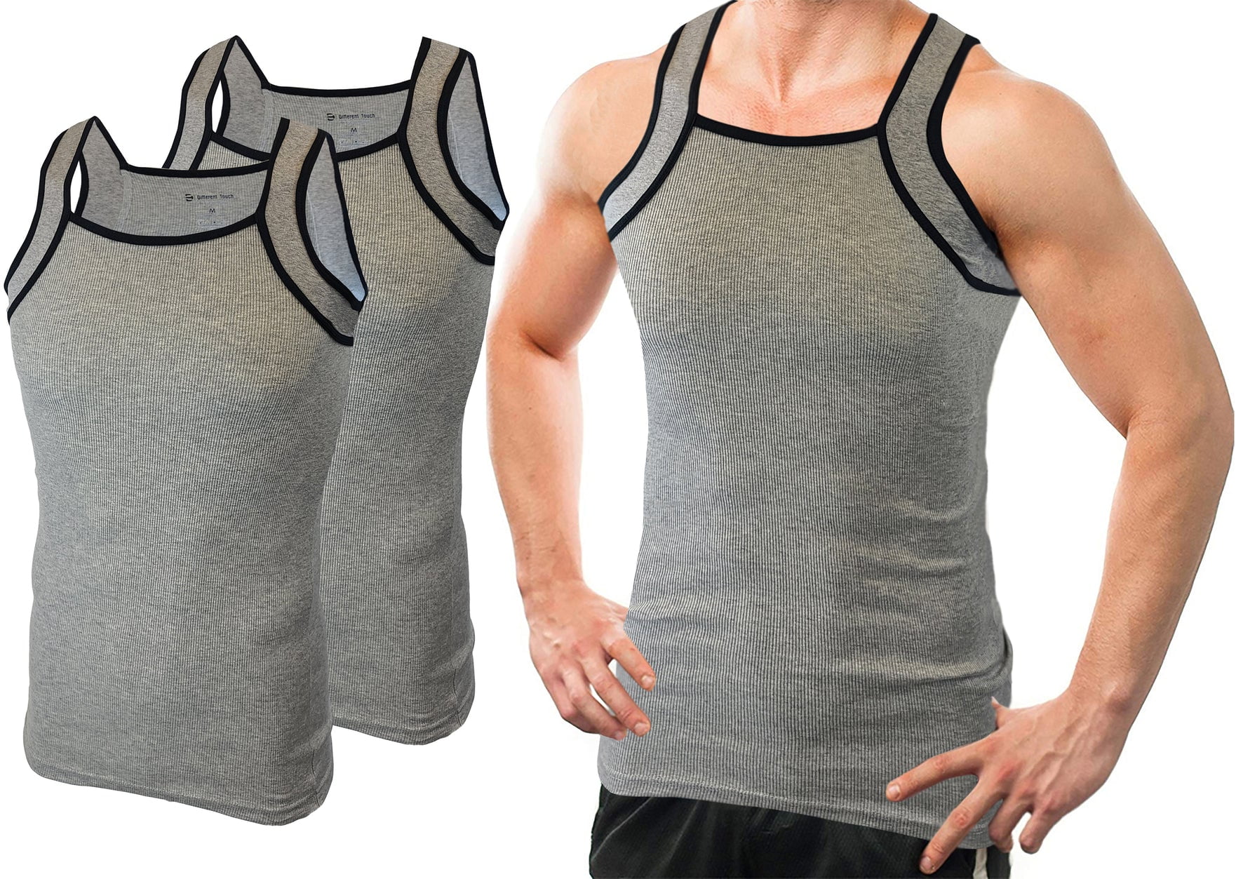 Different Touch 2 Pack Contrast Color G-Unit Tank Tops Muscle Rib Men ...