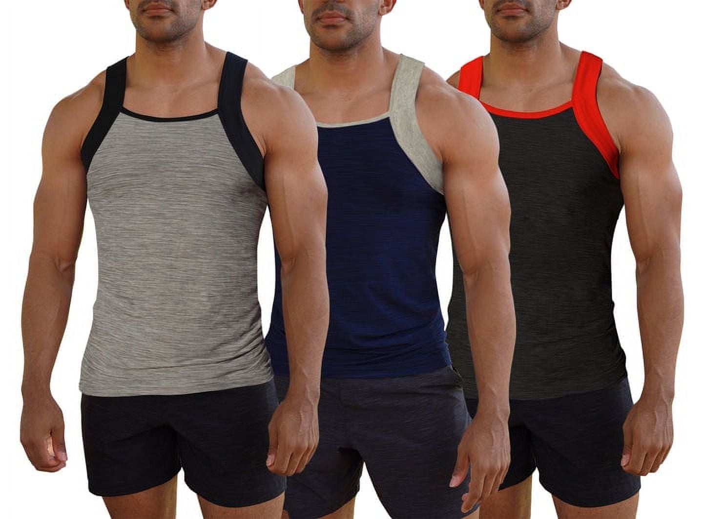 Different Touch 3 Pack Dry Fit Square Cut Style Contrast Color Tank Tops for Men - Walmart.com
