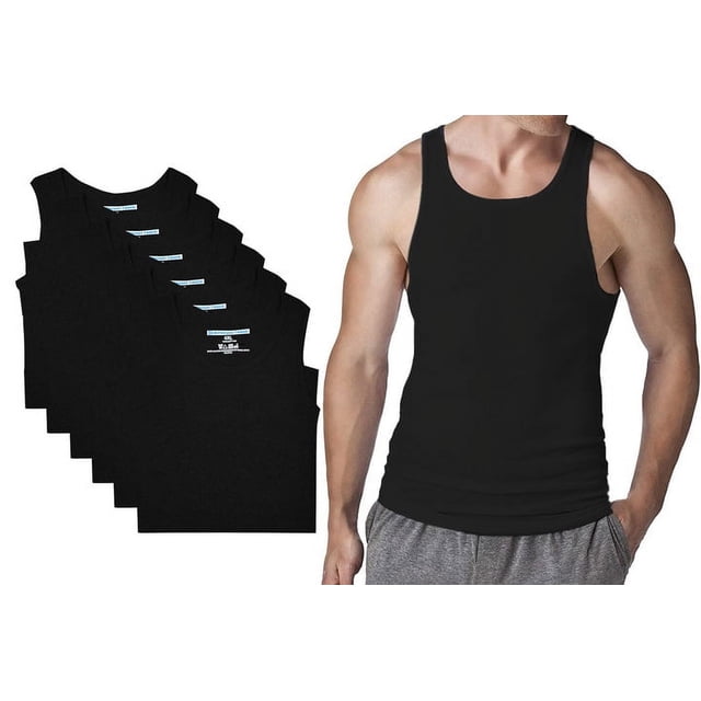 Different Touch 6 Pack Men's Big and Tall Muscle Ribbed Tank Tops A ...