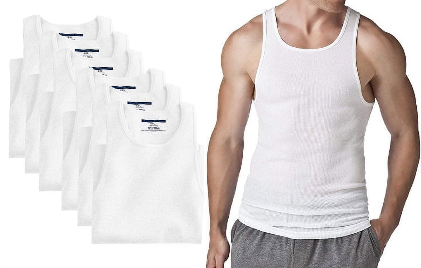 Different Touch 6 Pack Men's Big and Tall Muscle Ribbed Tank Tops A ...
