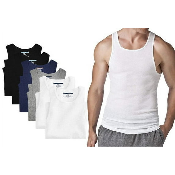 Different Touch 6 Pack Men's Big and Tall Muscle Ribbed Tank Tops A ...