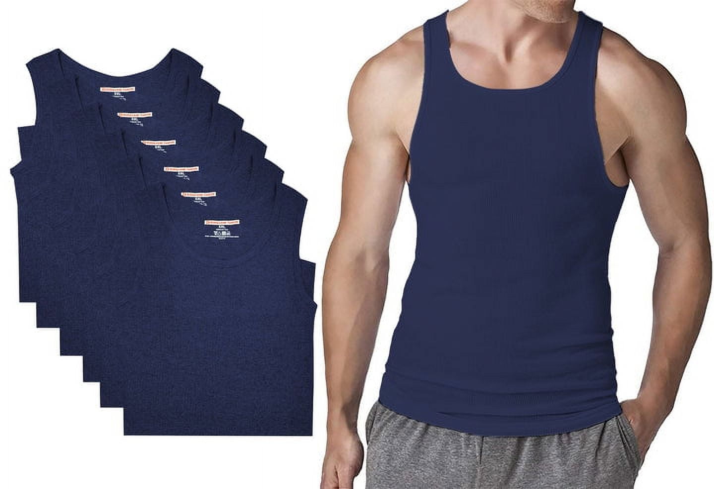 Different Touch 6 Pack Men's Big and Tall Muscle Ribbed Tank Tops A ...