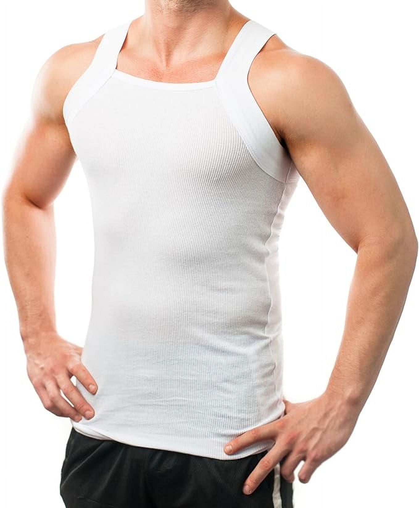 Different Touch Men Cotton Tank Top Square Cut Muscle Rib A-Shirt ...