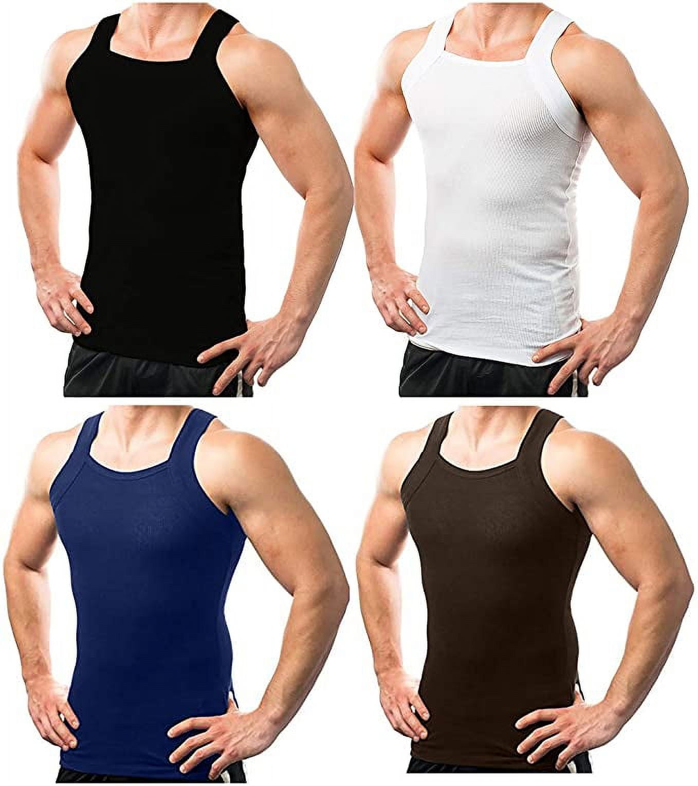 Different Touch Men's 4 Pack G-Unit Style Sleeveless Muscle Fit Square ...