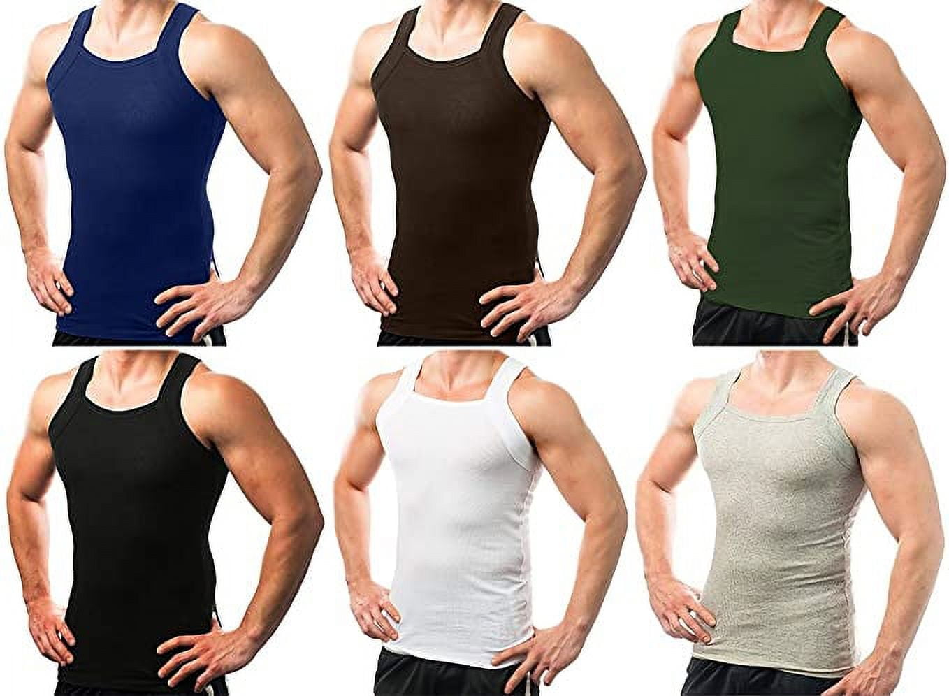 Different Touch Men's 6 Pack G-Unit Style Muscle Fit Sleeveless Square ...