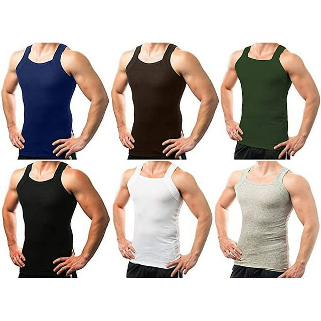 Different Touch Men's 6 Pack G-Unit Style Muscle Fit Sleeveless Square ...