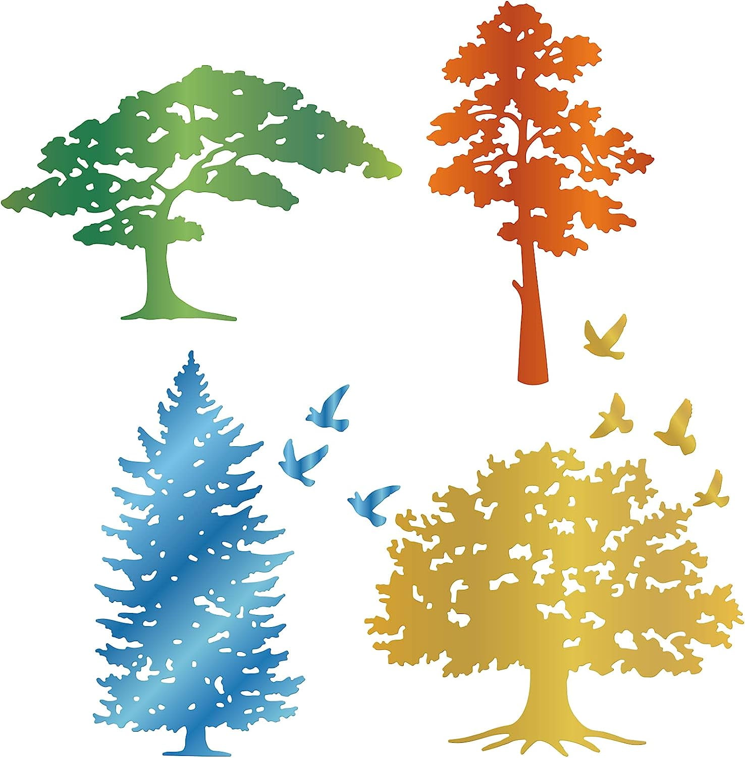 Different Tree Realistic Hot Foil Plate for DIY Foil Paper Plants Birds ...