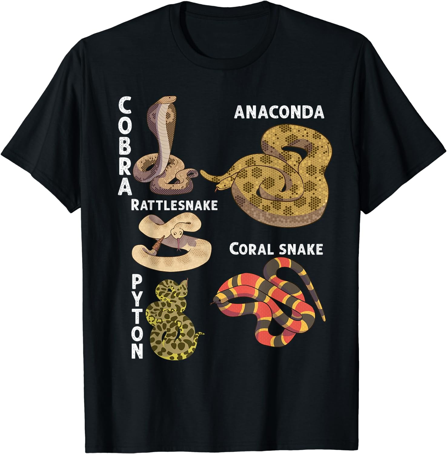 Different Types Of Snakes for snake lovers T-Shirt Black - Walmart.com