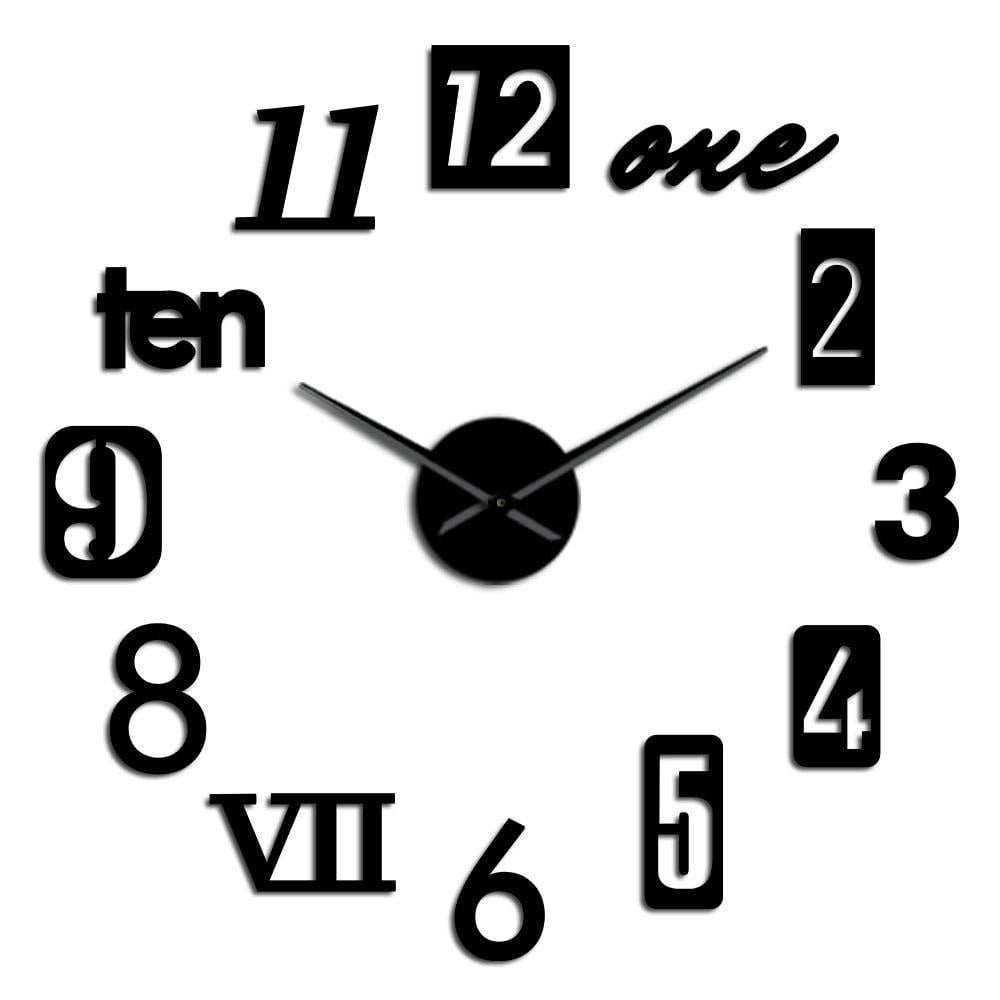 Different Types of Numbers 3D DIY Mute Clock Watch Self Adhesive ...