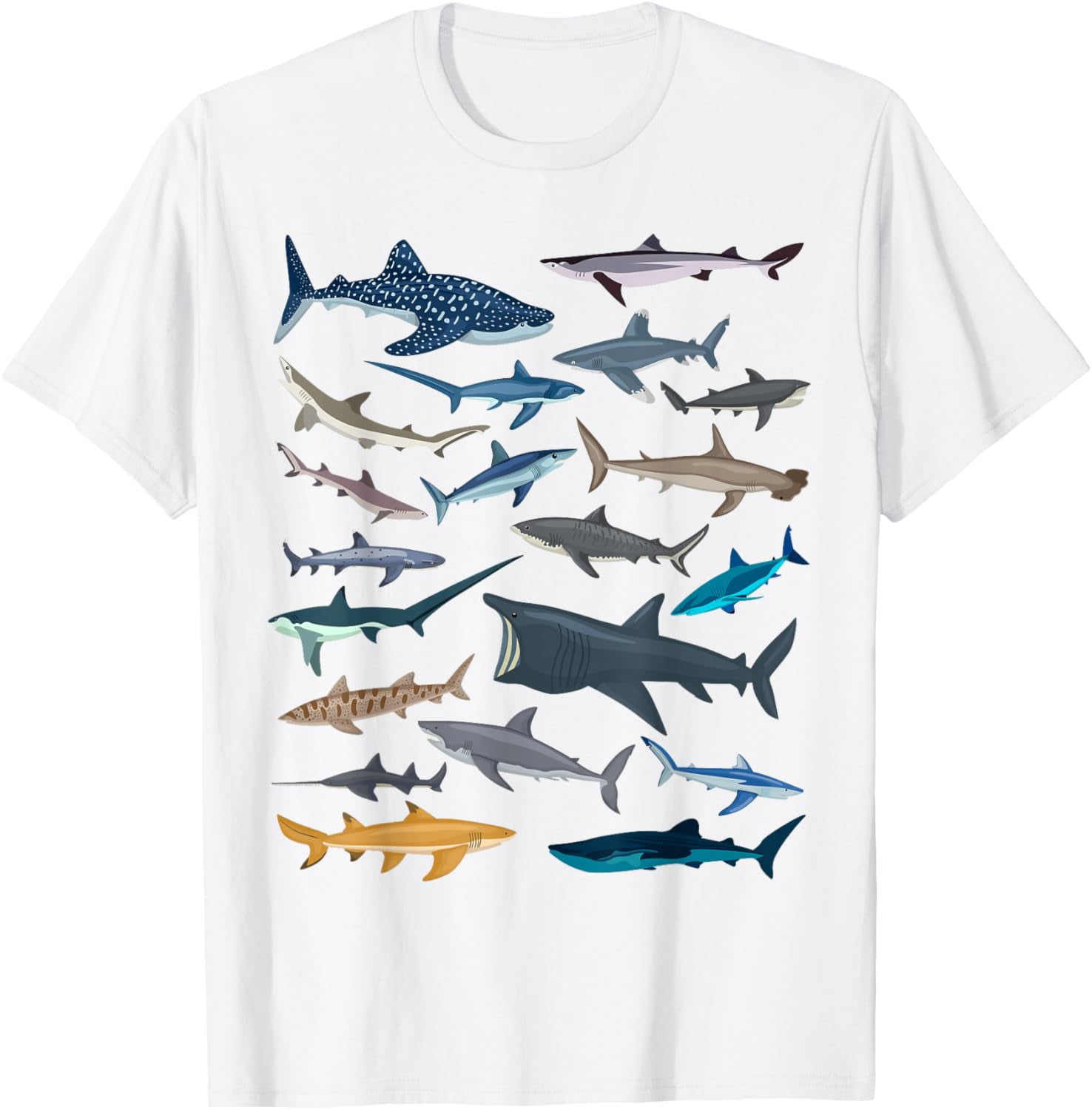 Different Types of Sharks Boys Kids Girl Shark Collage T-Shirt ...