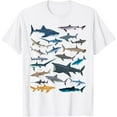 Different Types of Sharks Boys Kids Girl Shark Collage T-Shirt ...