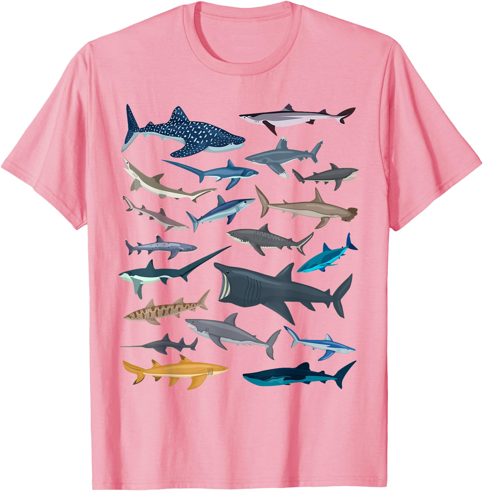 Different Types of Sharks Ocean Creatures Softstyle Unisex T-Shirt ...