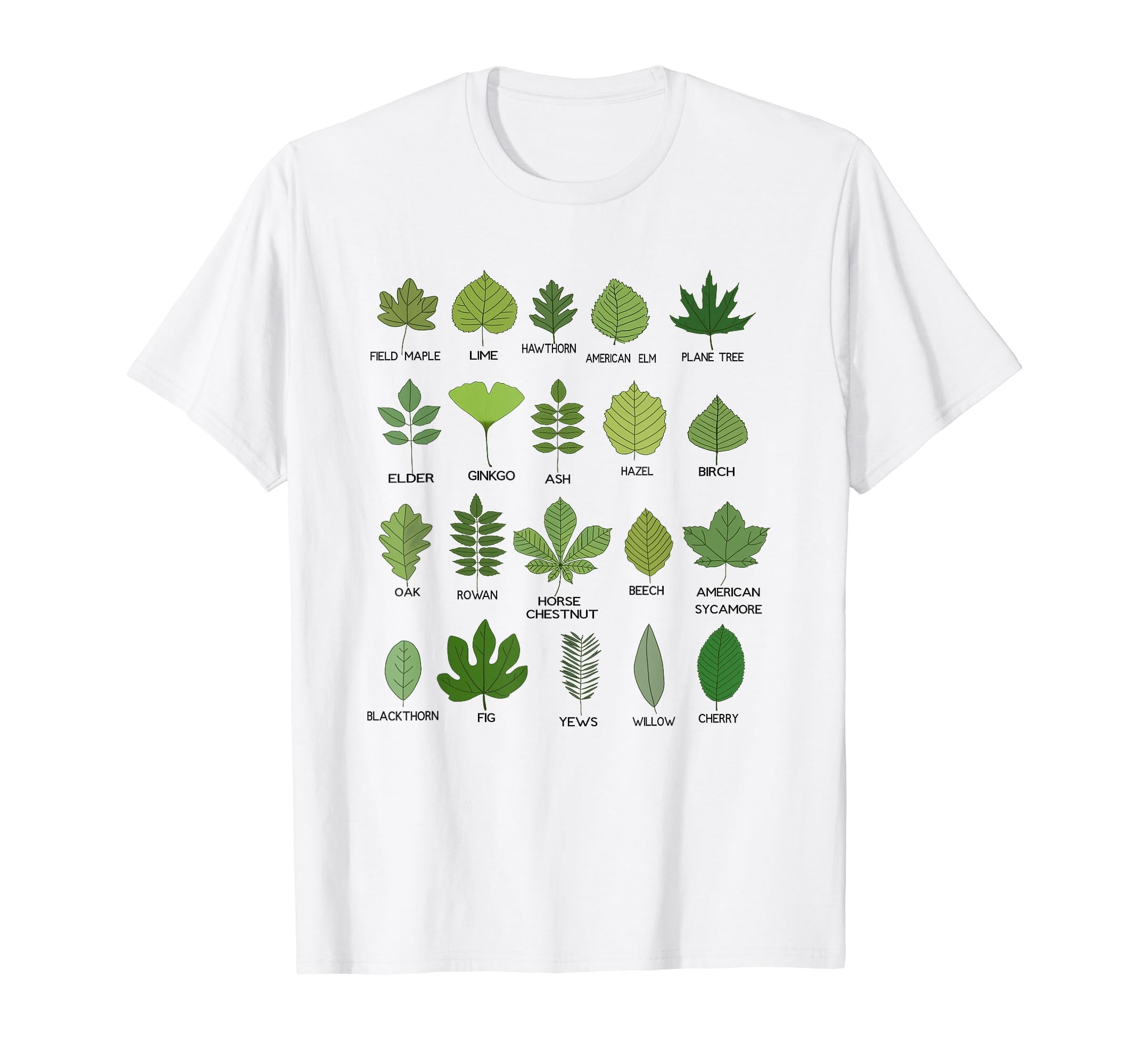 Different Types of Tree Leaves, Common Leaves, Nature Lovers White T ...